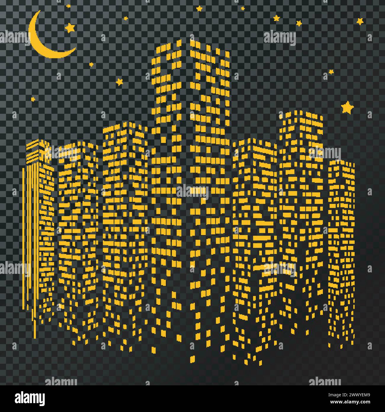 Cityscape Abstract Windows in Perspective View on Transparent ...