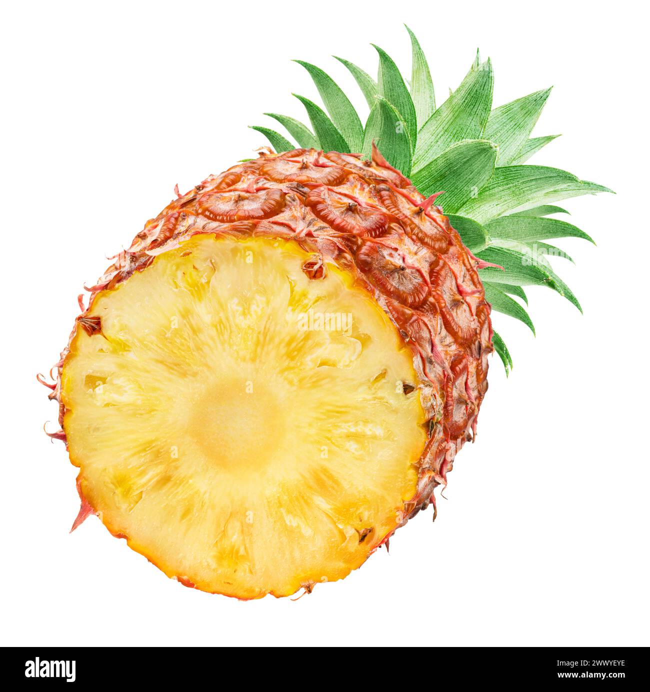 Ripe pineapple and pineapple slices isolated on white background. File ...