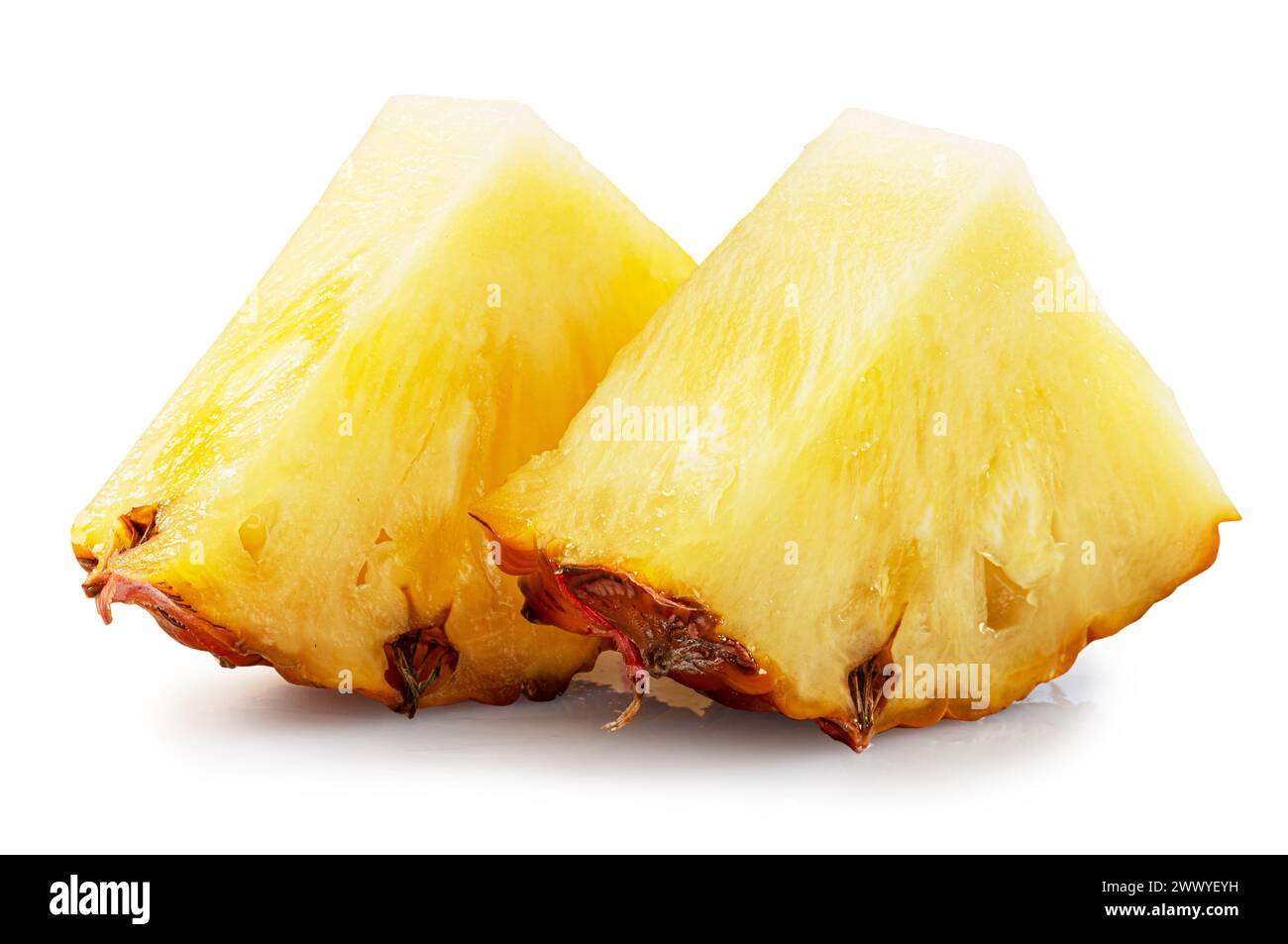 Ripe pineapple and pineapple slices isolated on white background. File ...