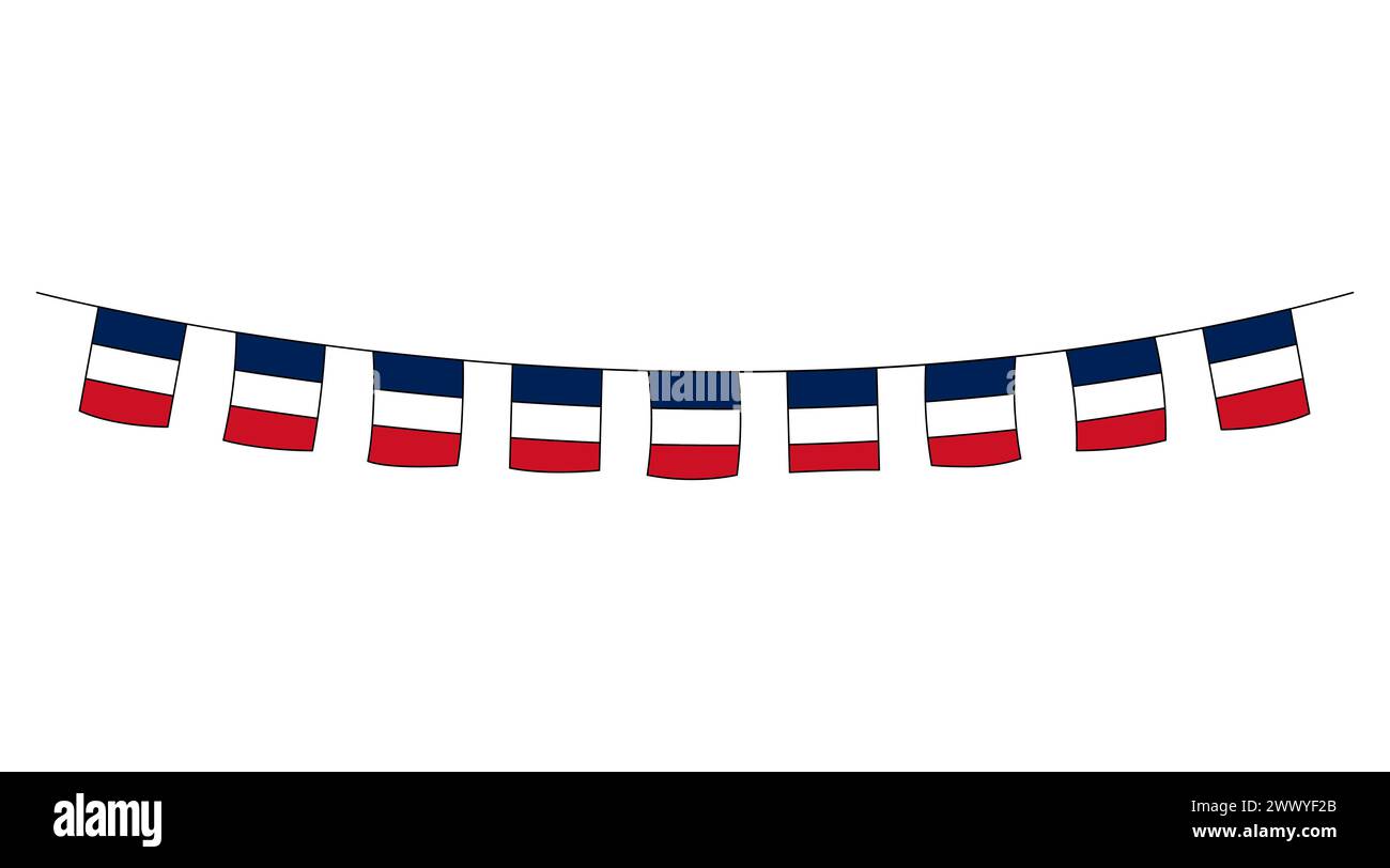France country doodle hanging flags. French tricolor bunting, streamer ...
