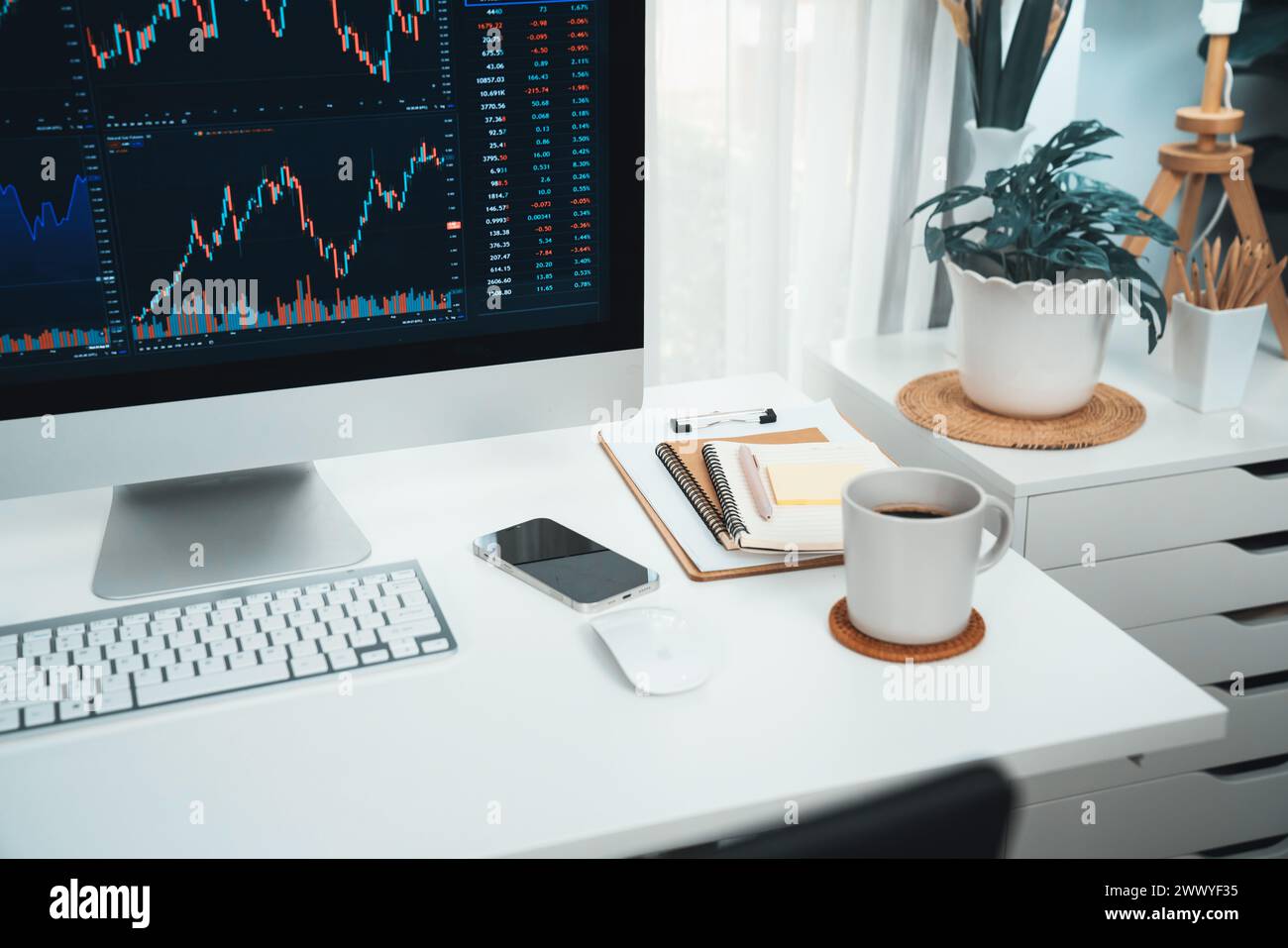 Dynamic stock exchange market's graph display on computer and laptop ...