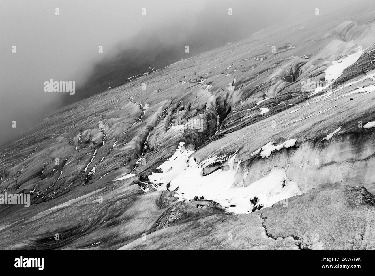 Ice surface of the Hermoso glacier on the Cayambe volcano Stock Photo ...