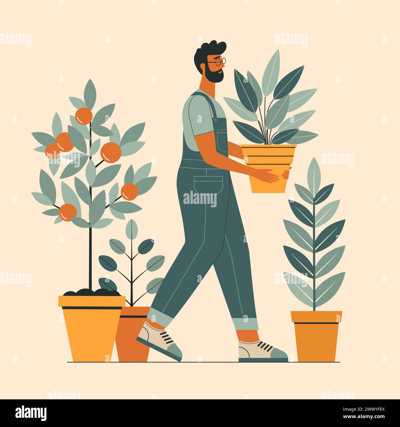 Man gardening planting guy Stock Vector Images - Alamy