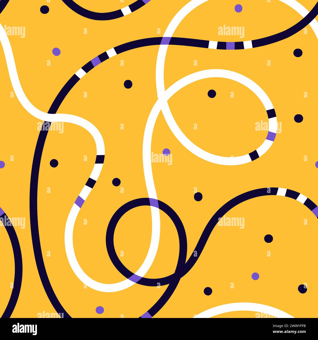 Continios line doodle seamless pattern. Creative abstract squiggle ...
