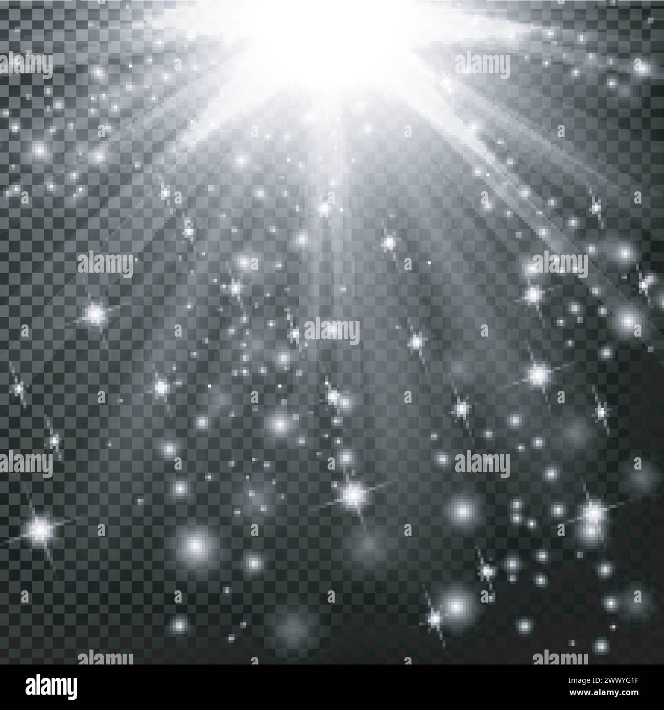 Lights Shining on Transparent Background, Vector Illustration Stock ...