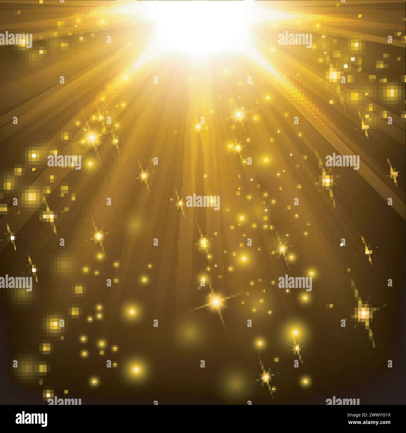 Gold lights shining with flying particles, Vector Illustration Stock ...