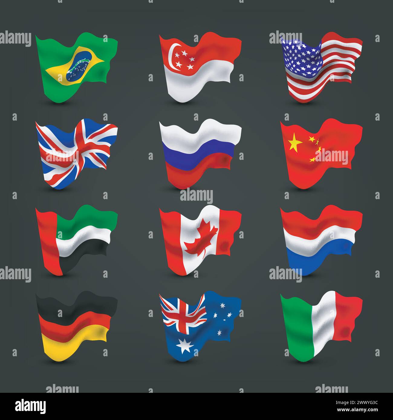 World waving flag sets, Vector Illustration Stock Vector Image & Art - Alamy