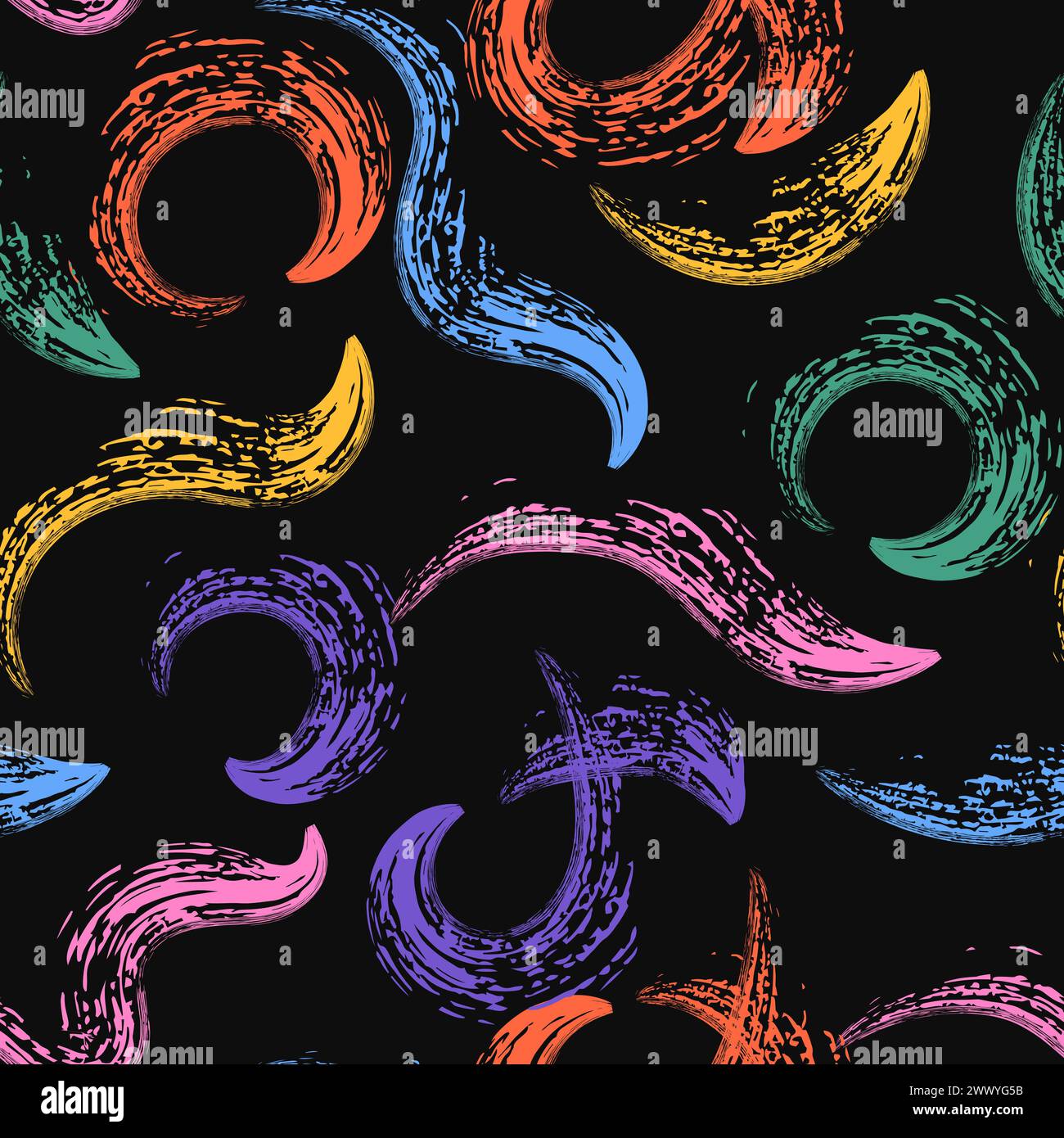 Seamless pattern with paint brush strokes vector collection. Hand drawn ...