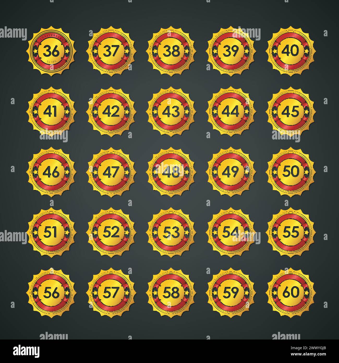 Gold Badge anniversary round emblem sets, Vector Illustration Stock ...