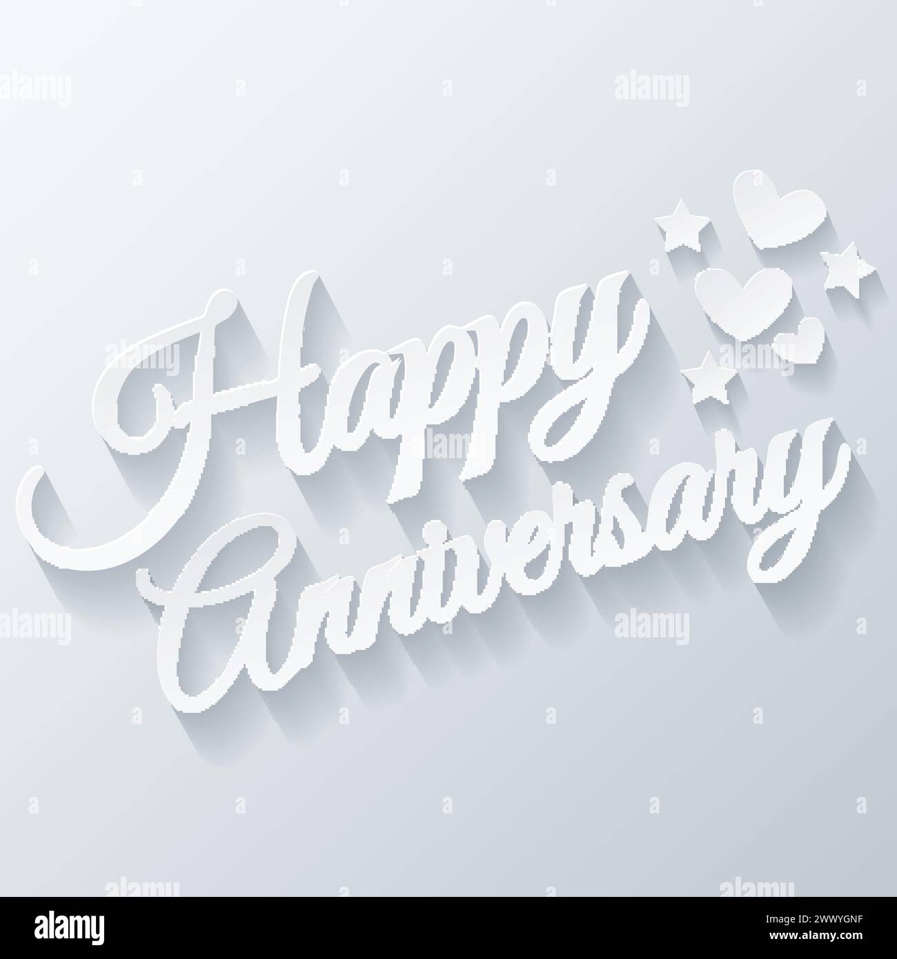 Happy Anniversary Greeting Card Paper Cut, Vector Illustration Stock ...