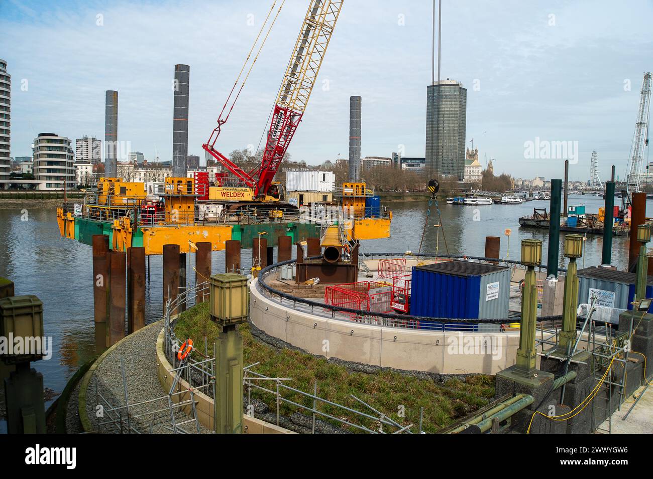 London, UK. 26th March, 2024. Construction work is continuing on the ...