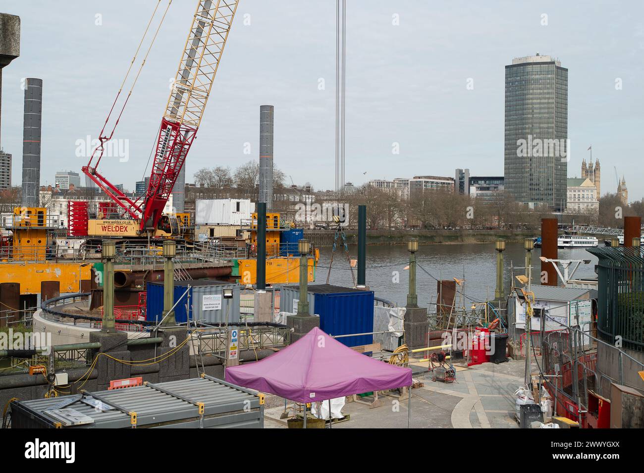 London, UK. 26th March, 2024. Construction work is continuing on the ...