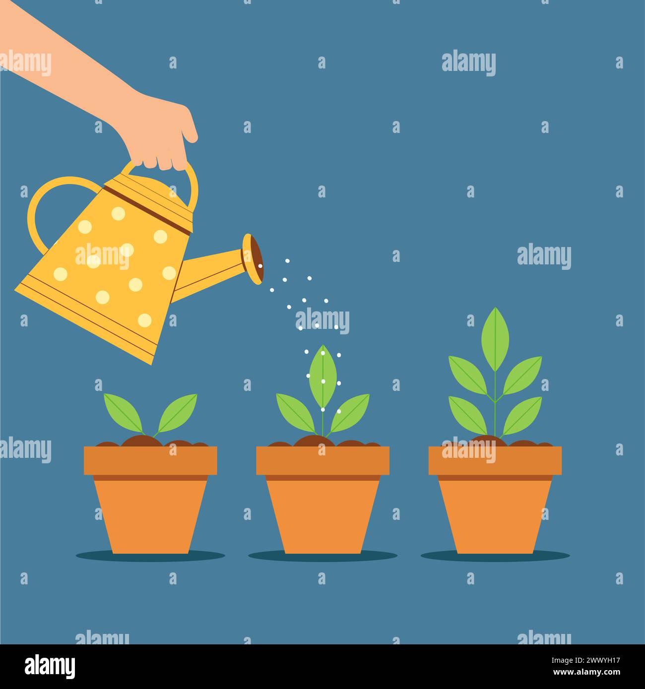 Hand Holding Watering Can Watering Plant Stock Vector Image & Art - Alamy