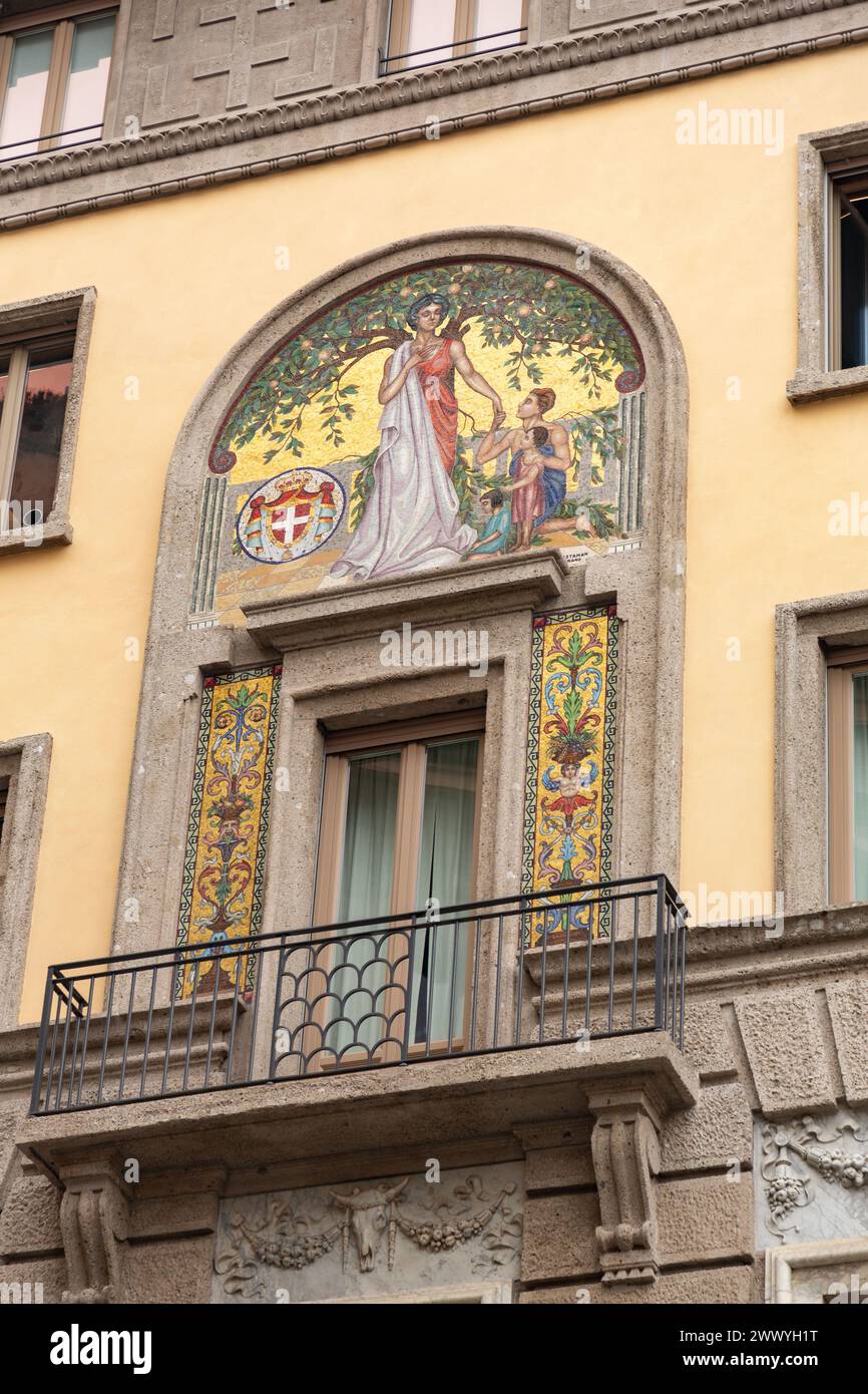 Milan, Italy - March 30: Typical Italian buildings and street view in ...