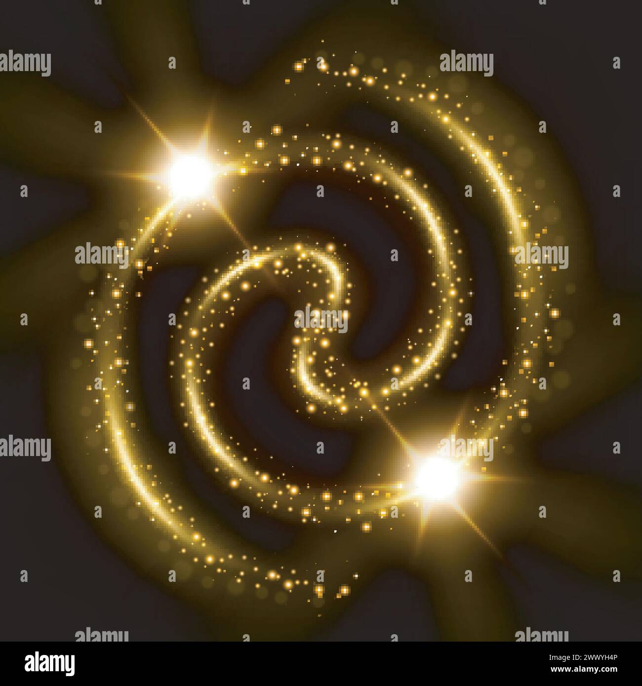 Golden spiral particle trail background, Vector Illustration Stock ...