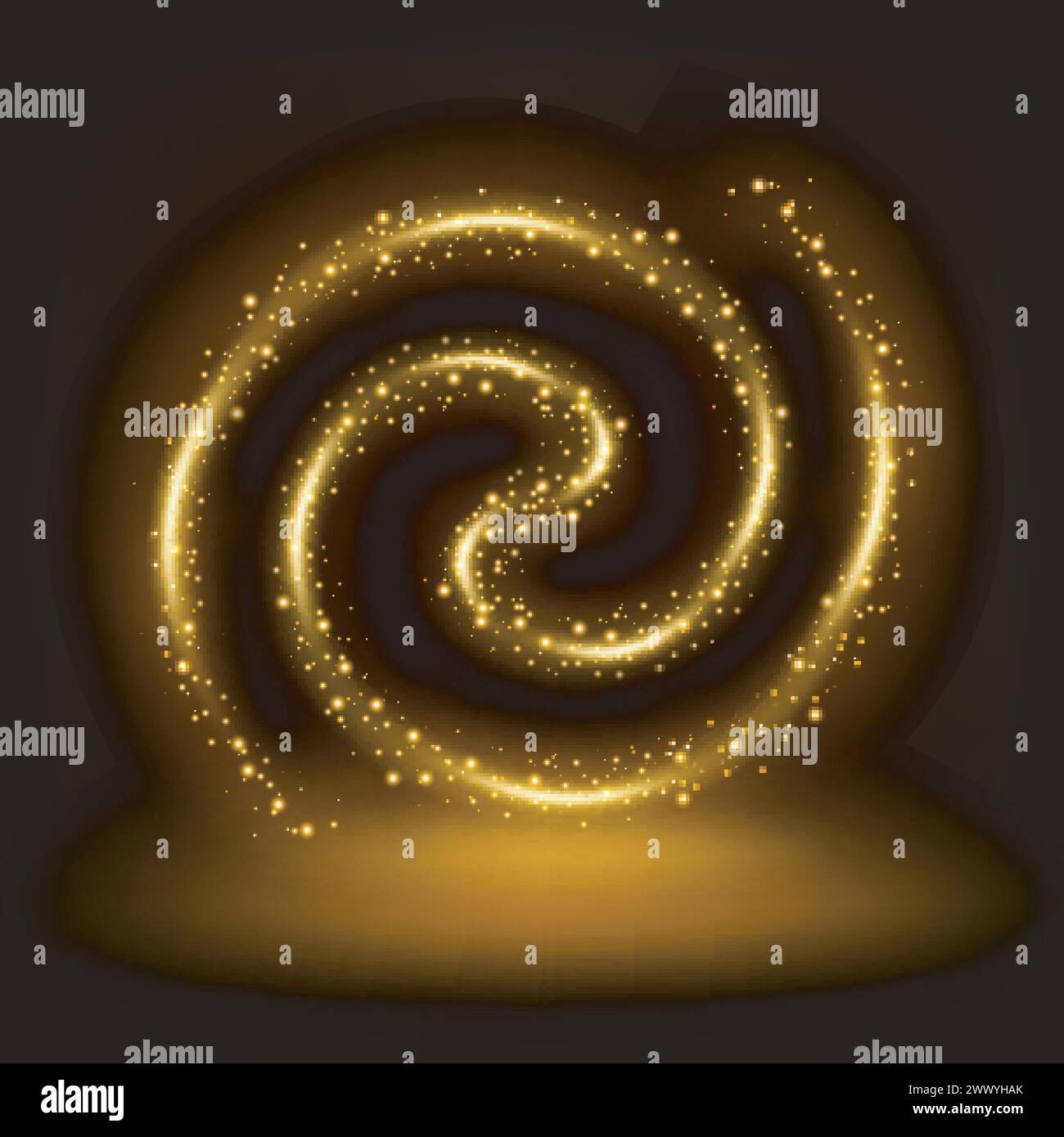 Golden spiral particle trail background, Vector Illustration Stock ...