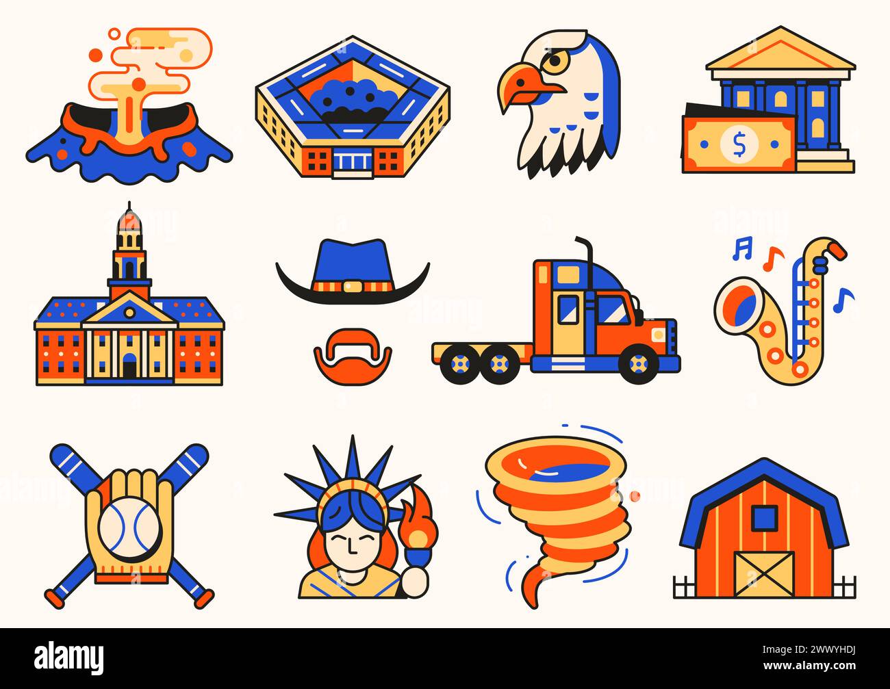 United states line icons Stock Vector Images - Alamy