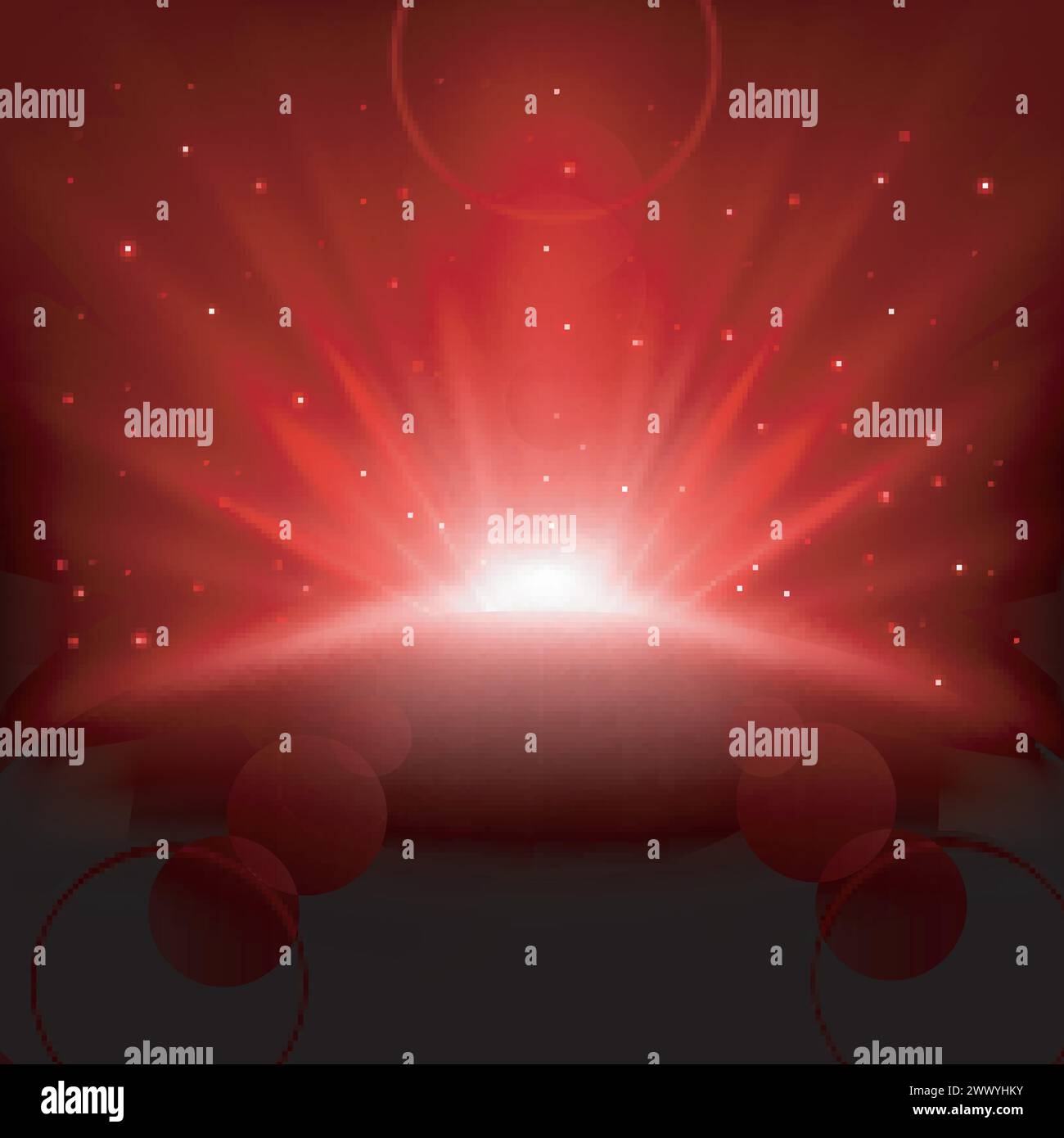 Red Rays rising background with sparkles, Vector Illustration Stock ...
