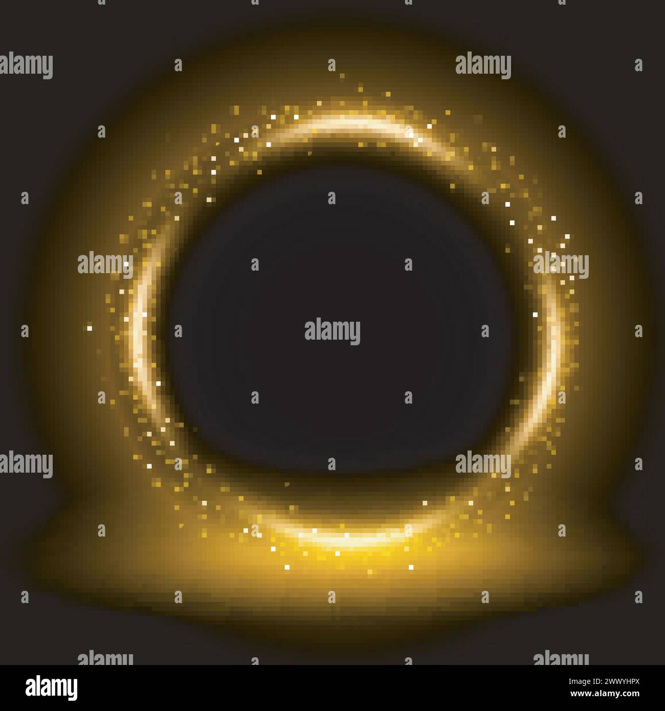 Round gold shiny frame with light bursts, Vector Illustration Stock ...