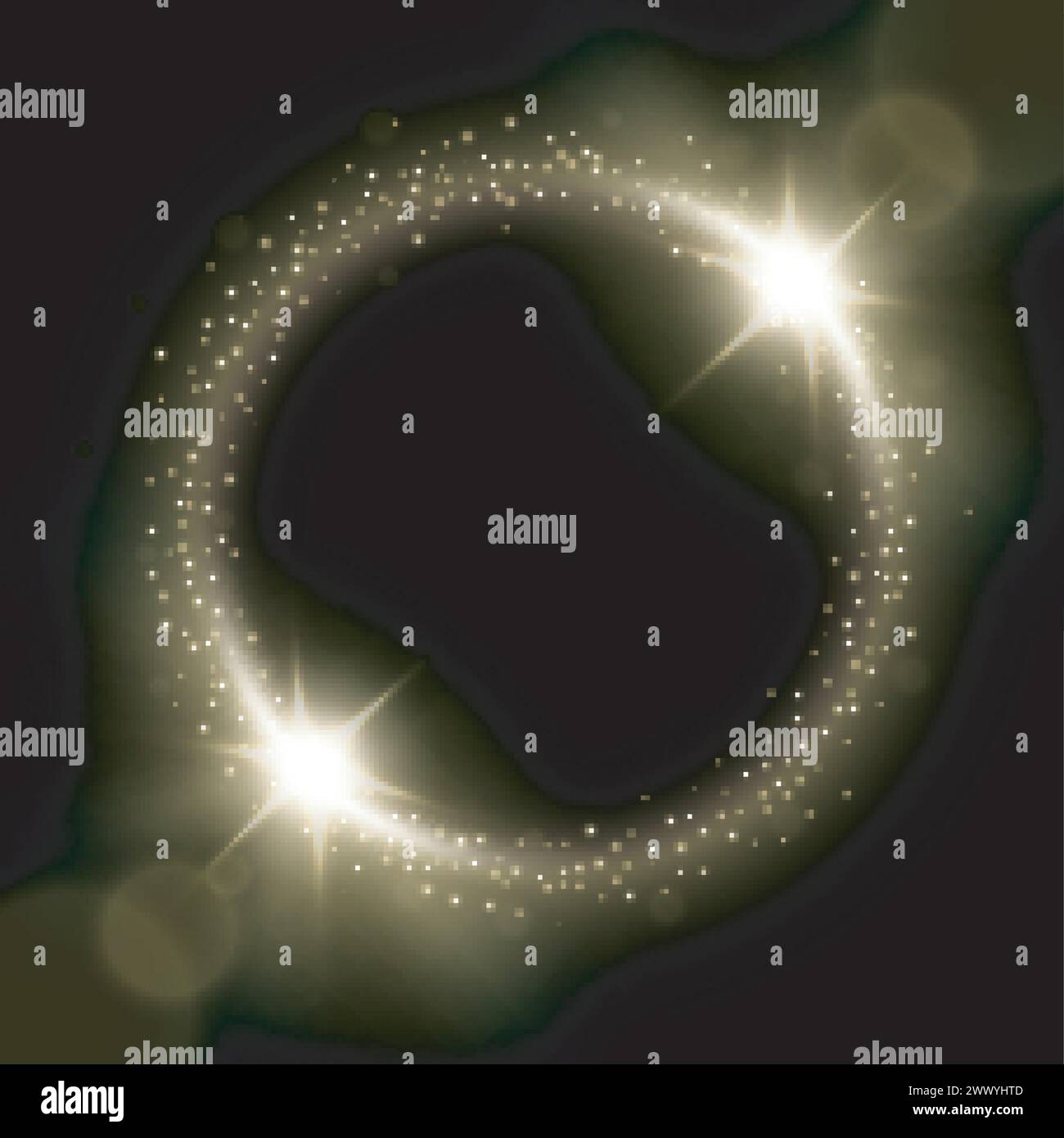 Round silver shiny frame with light bursts, Vector Illustration Stock ...