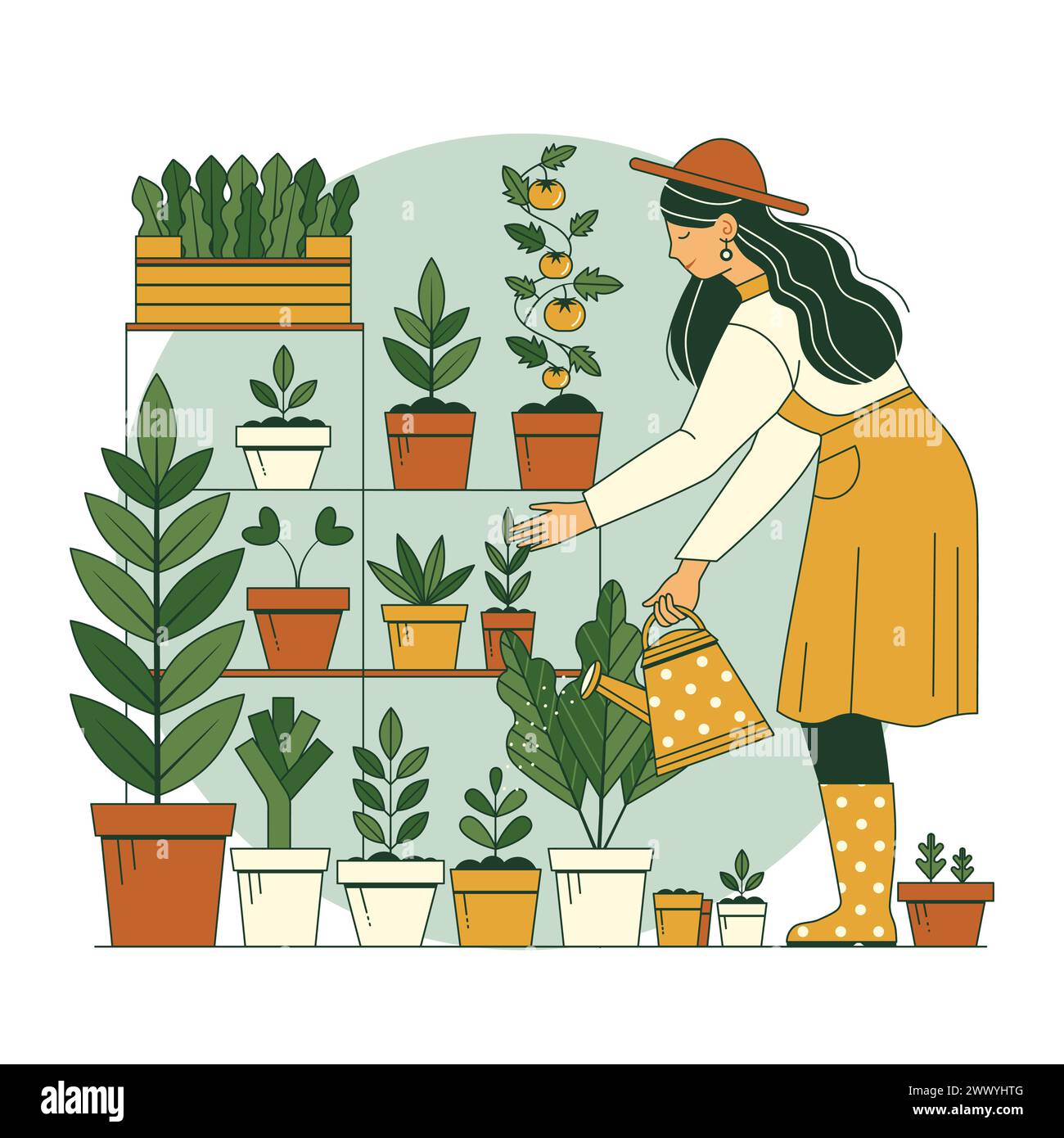 Woman gardener working in plants Cut Out Stock Images & Pictures - Alamy