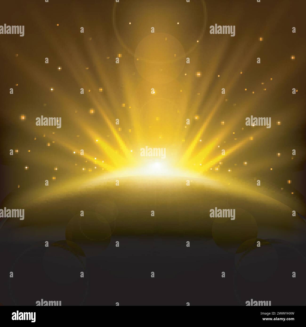 Golden Rays rising background with sparkles, Vector Illustration Stock ...