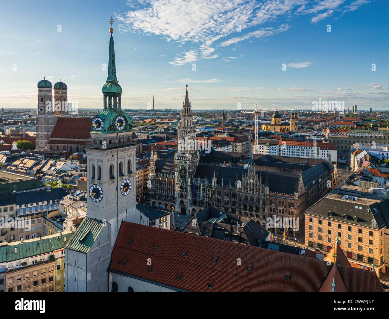 Munich skyline with Marienplatz new town hall Munich skyline with ...