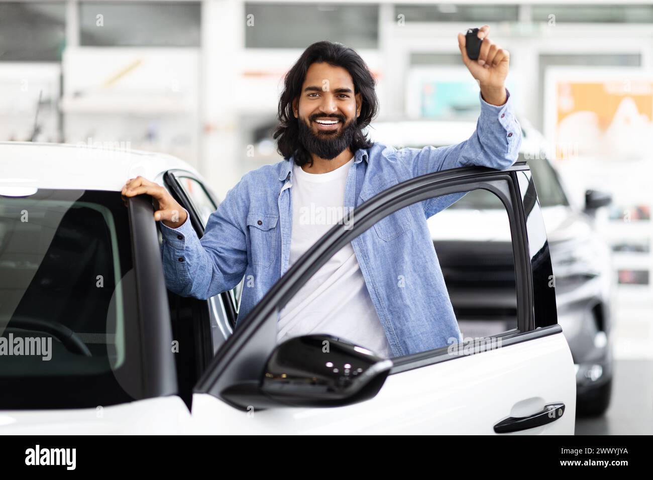 Happy man in car at hi-res stock photography and images - Alamy