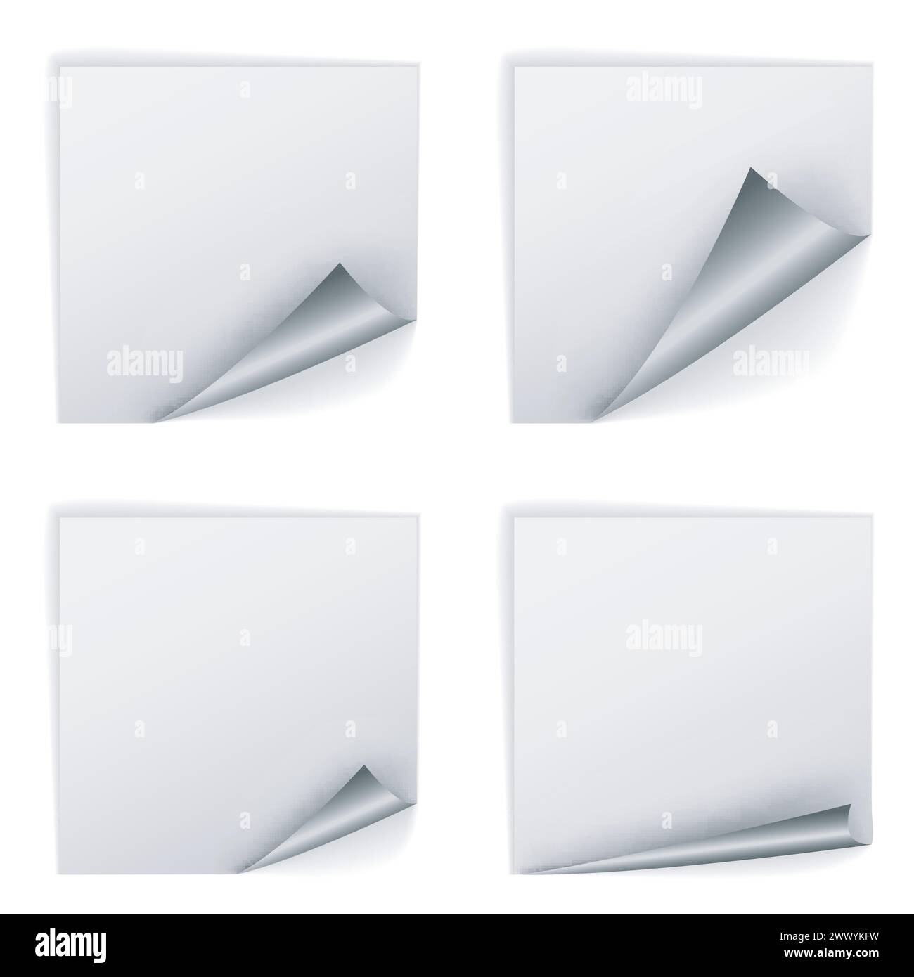 Blank Square Stickers With Curl Sets, Vector Illustration Stock Vector ...