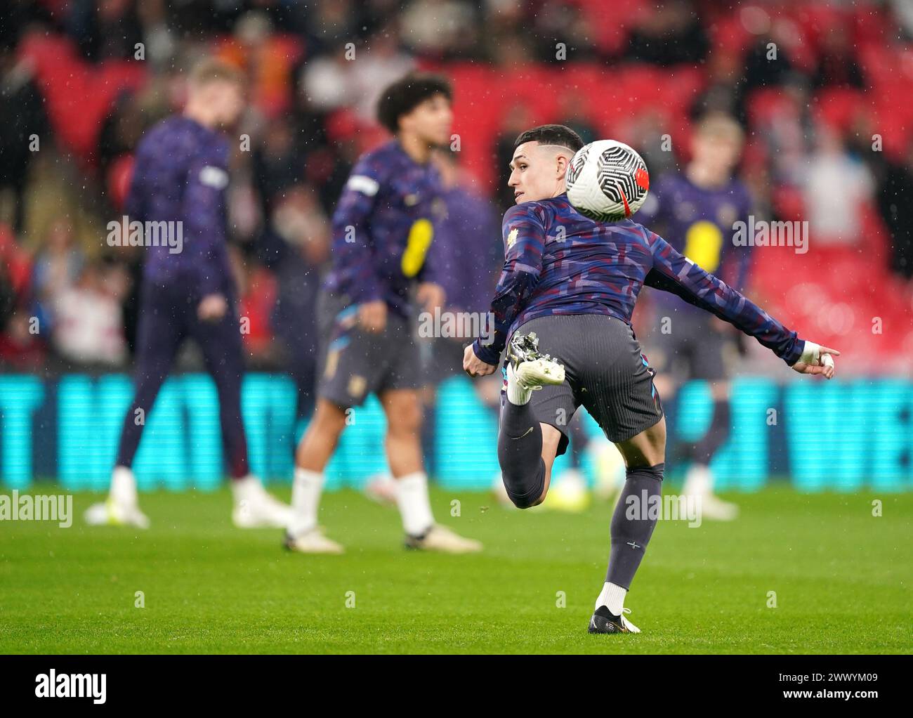 England's Phil Foden warming up ahead of the international friendly ...