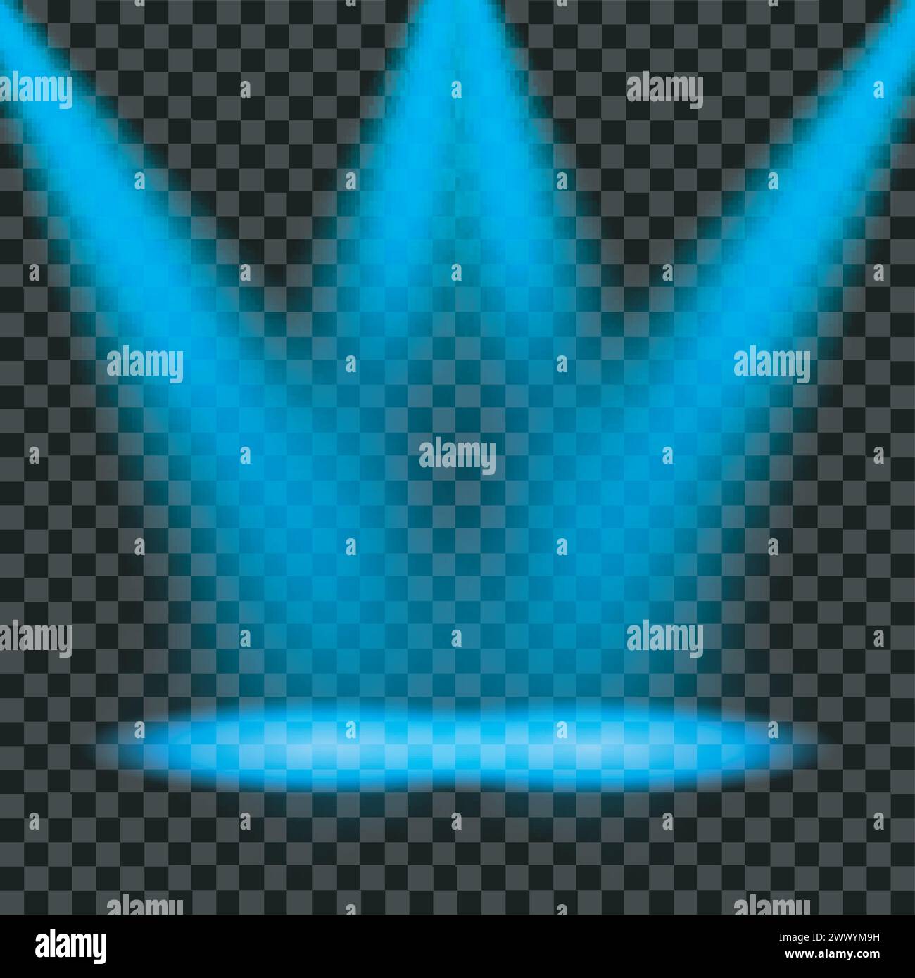 Blue Spotlights Shining On Transparent Background, Vector Illustration ...
