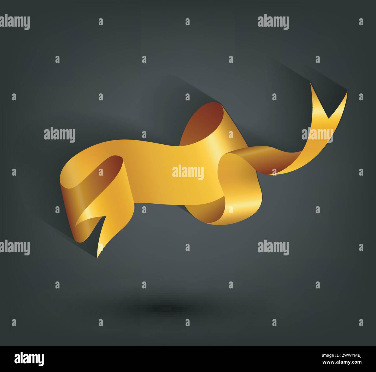 Golden Banner Ribbon On Dark Background, Vector Illustration Stock ...