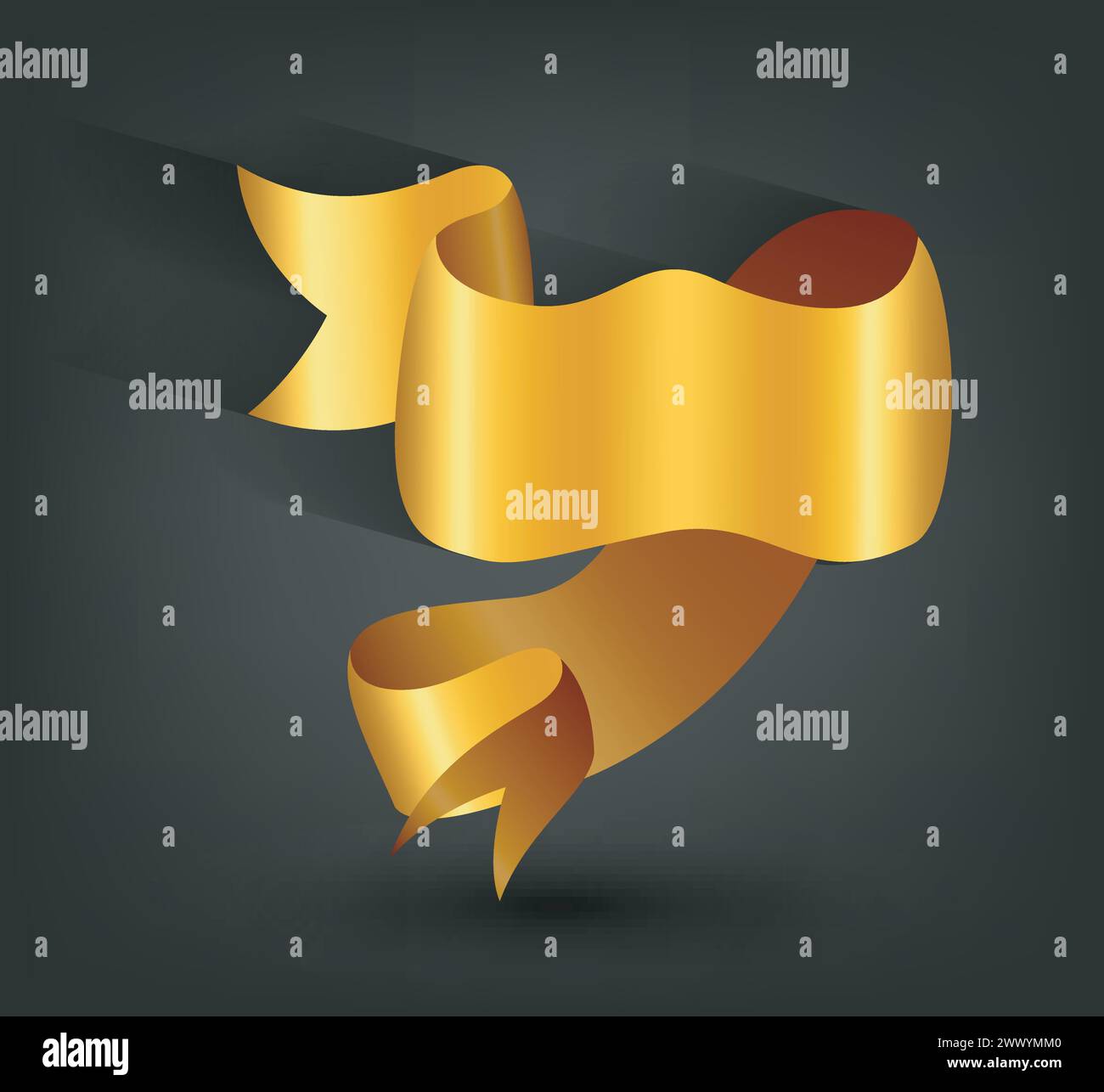Golden Banner Ribbon On Dark Background, Vector Illustration Stock ...