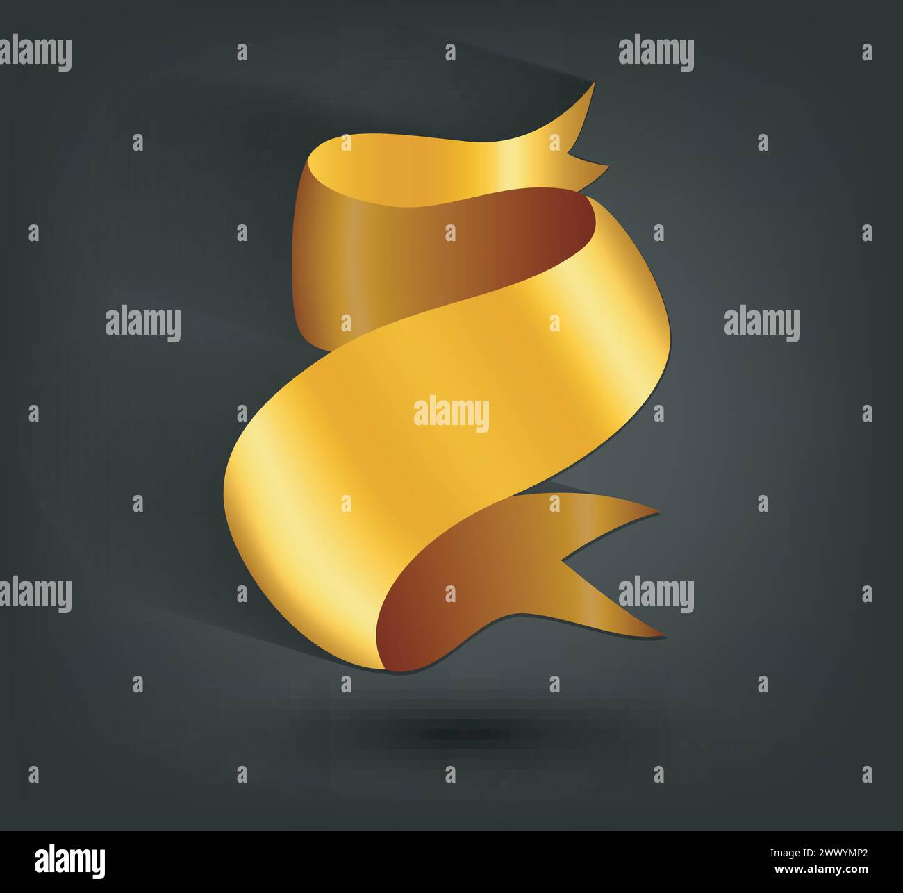 Golden Banner Ribbon On Dark Background, Vector Illustration Stock ...