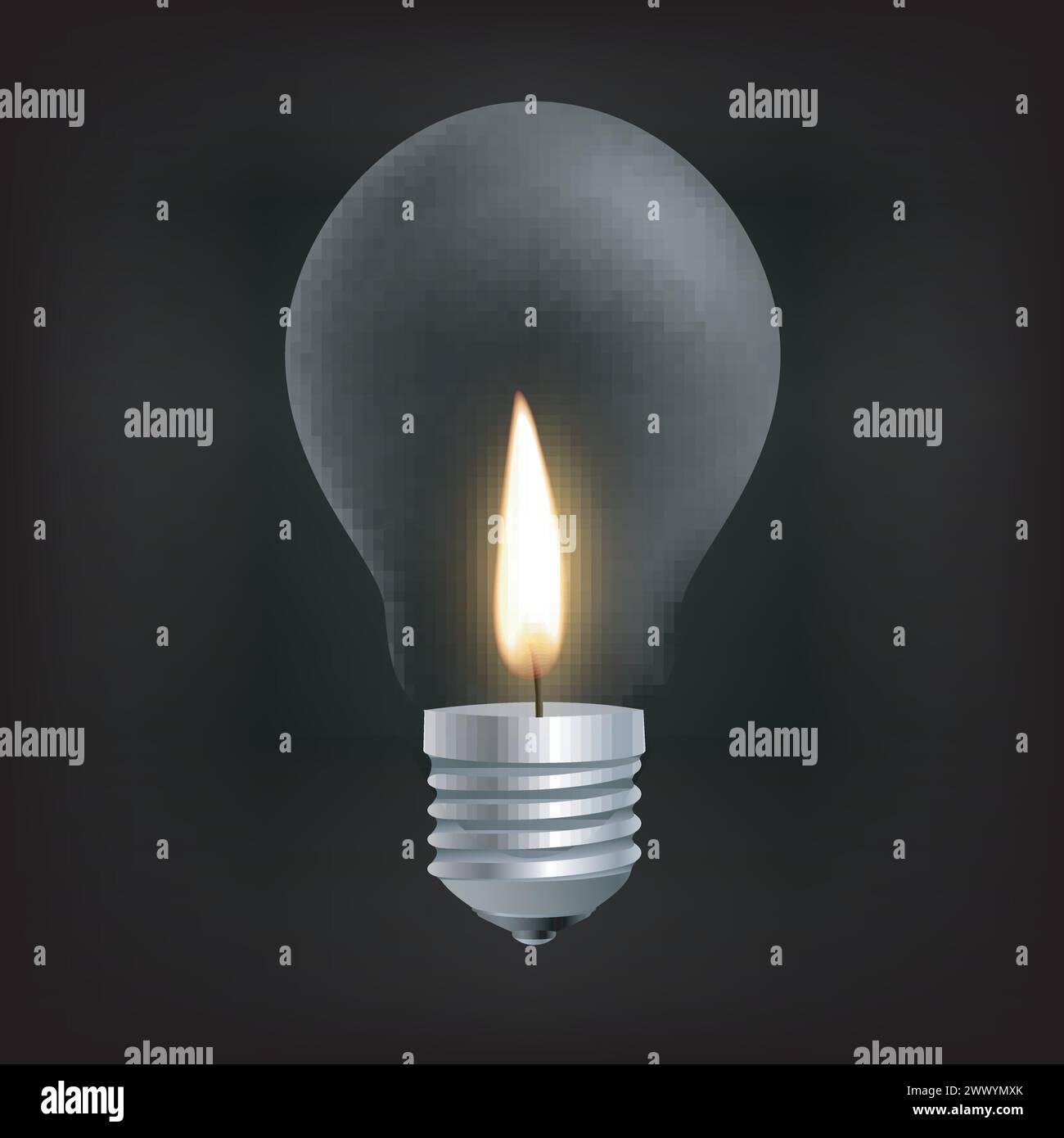 Candle Light In Incandescent Light Bulb Concept, Vector Illustration ...