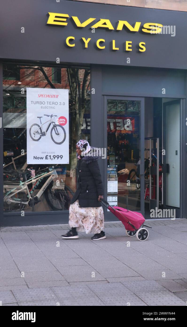Stockport England UK 24th March 2024 Evans Cycle shop in Stockport, Greater ManchesterThe first ...