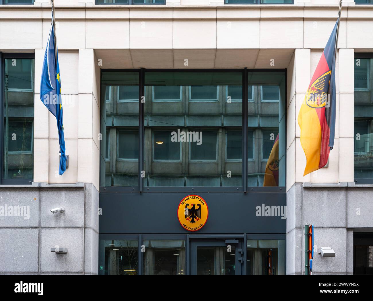 Brussels, Belgium, March 15, 2024 - Facade of the embassy of Germany ...