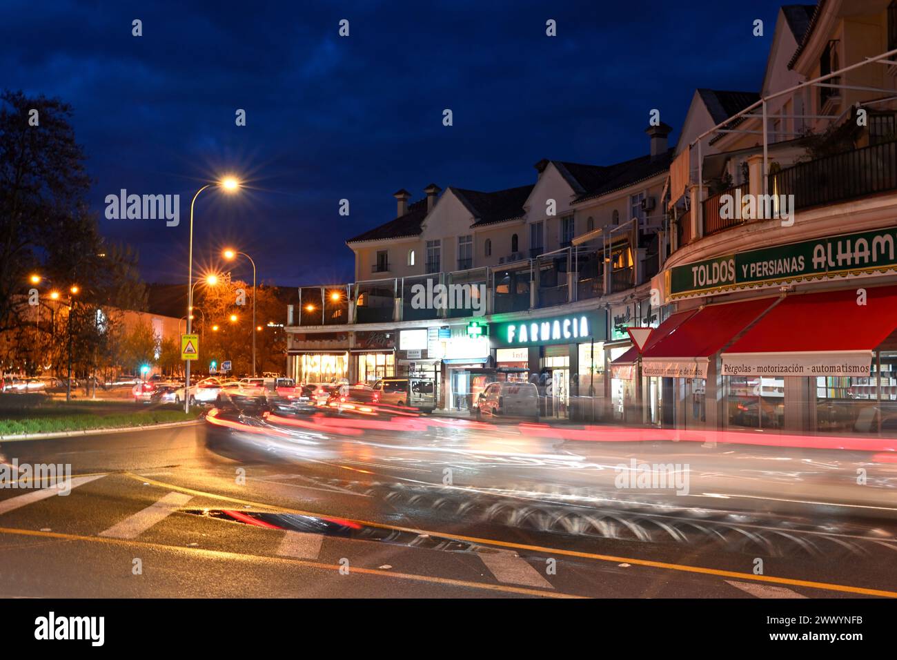 Roundabout at night in Granada, Spain Stock Photo - Alamy