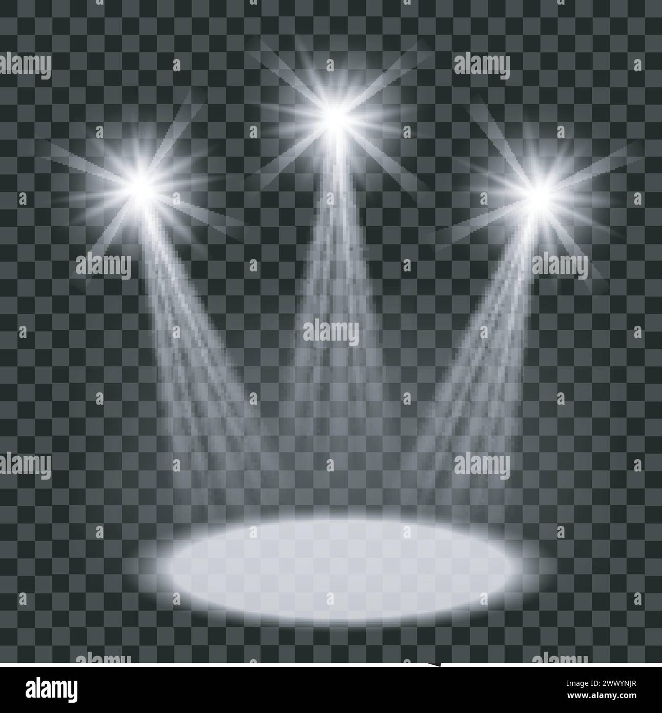 White Spotlights Shining On Dark Background, Vector Illustration Stock ...