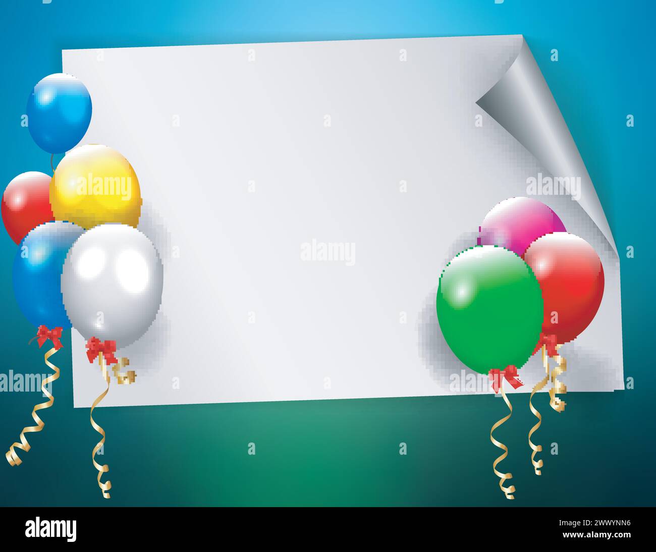 Birthday Sign With Colorful Balloons, Vector Illustration Stock Vector ...