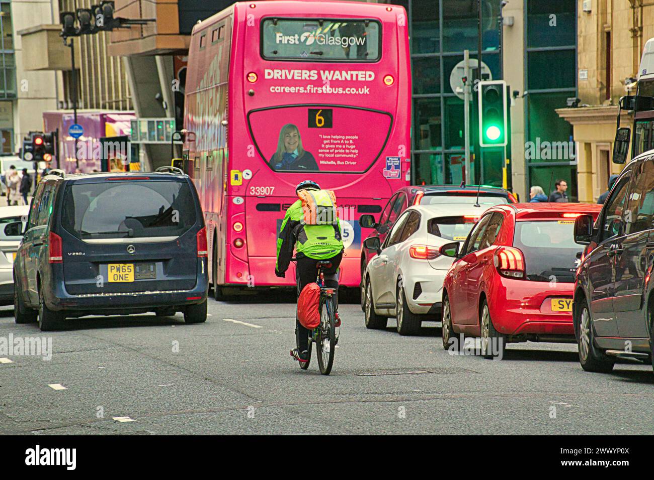 Heavy traffic scotland cyclist hi-res stock photography and images - Alamy
