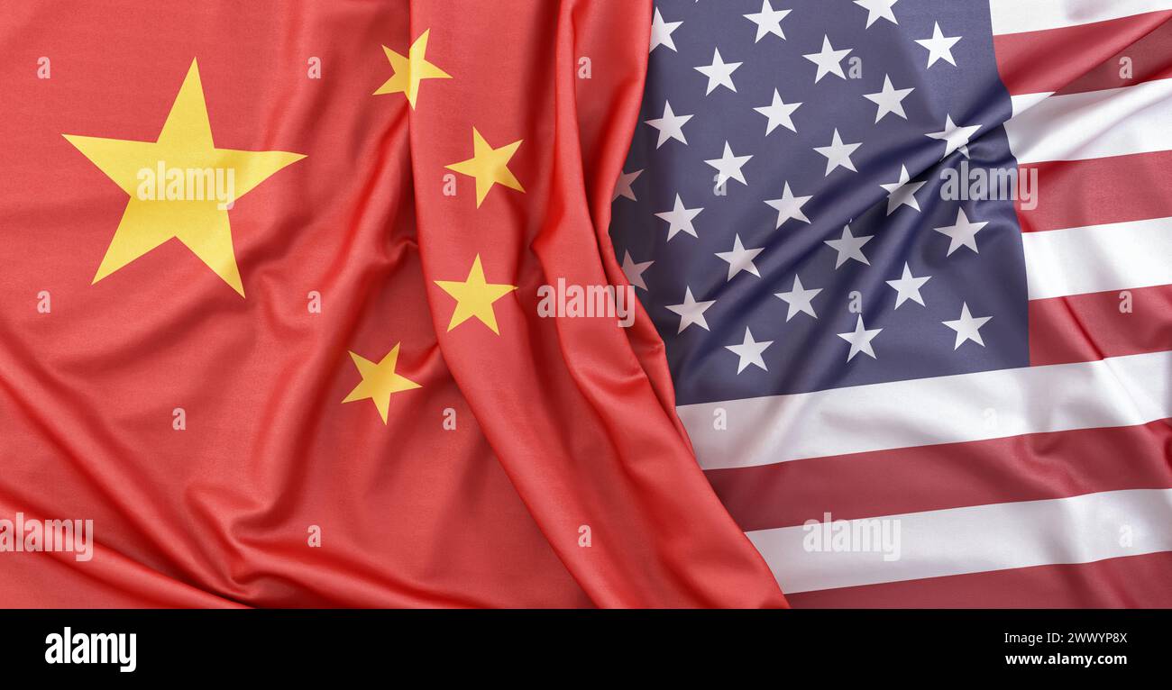 Flags of China and USA. 3D Rendering Stock Photo - Alamy