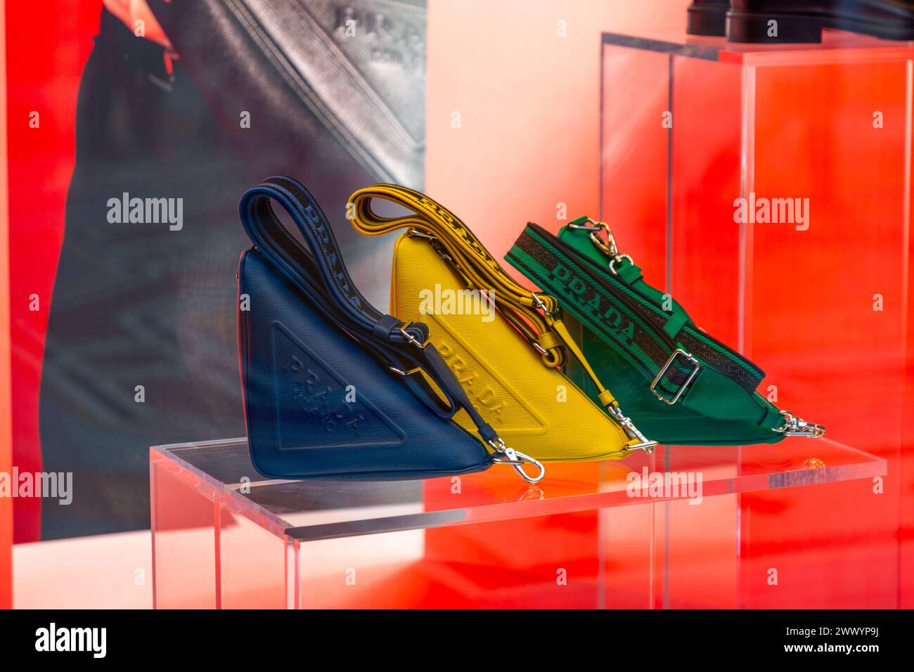 Milan, Italy-March 29, 2022: Store sign board of Prada, the famous ...