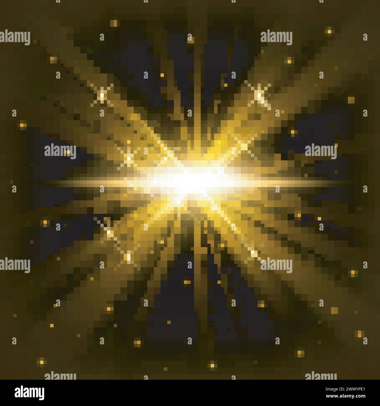 Golden Big Bang Shine From Darkness Background, Vector Illustration ...