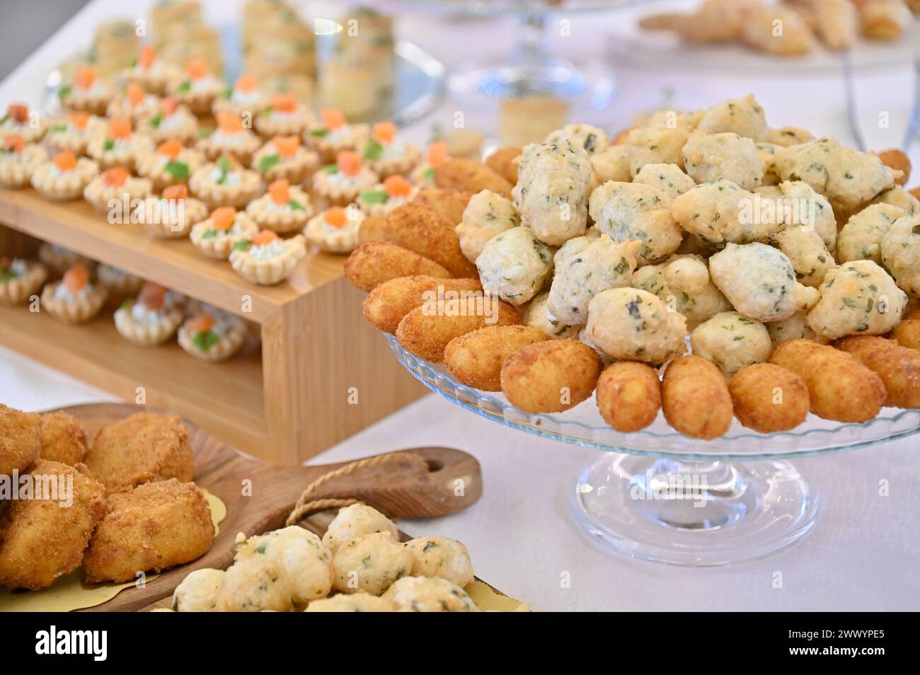 The wedding buffet features a wide selection of fried foods, including ...
