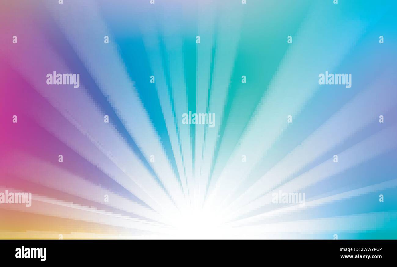 Colorful Rays Rising From Horizon Background, Vector Illustration Stock ...