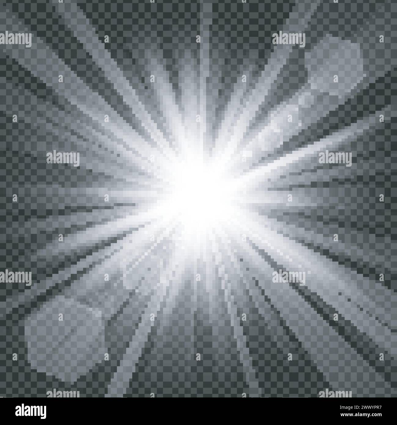 White Shine With Lens Flare In Dark Background, Vector Illustration ...