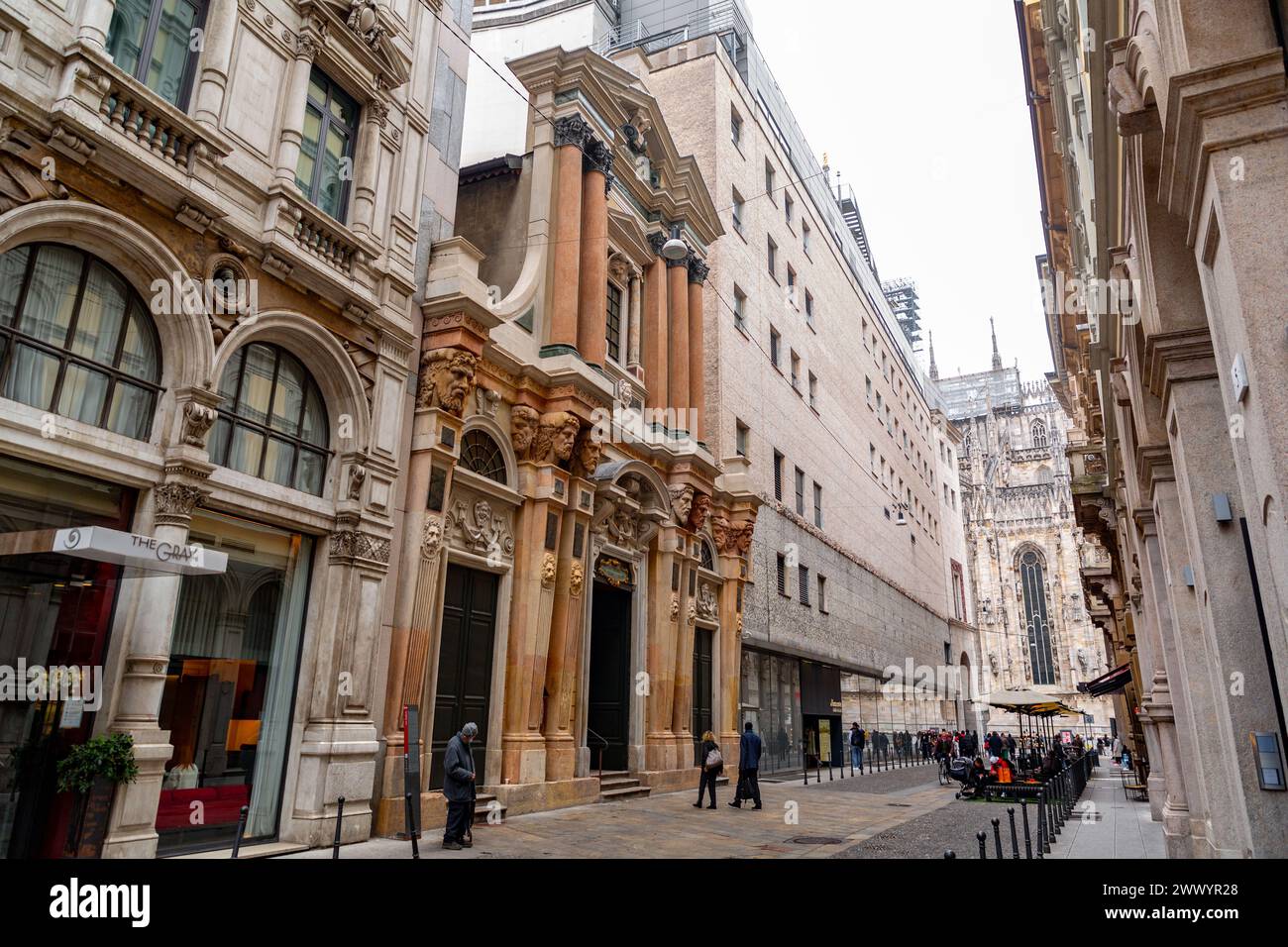 Milan, Italy - 30 March 2022: Front facade of San Raffaele Church in ...