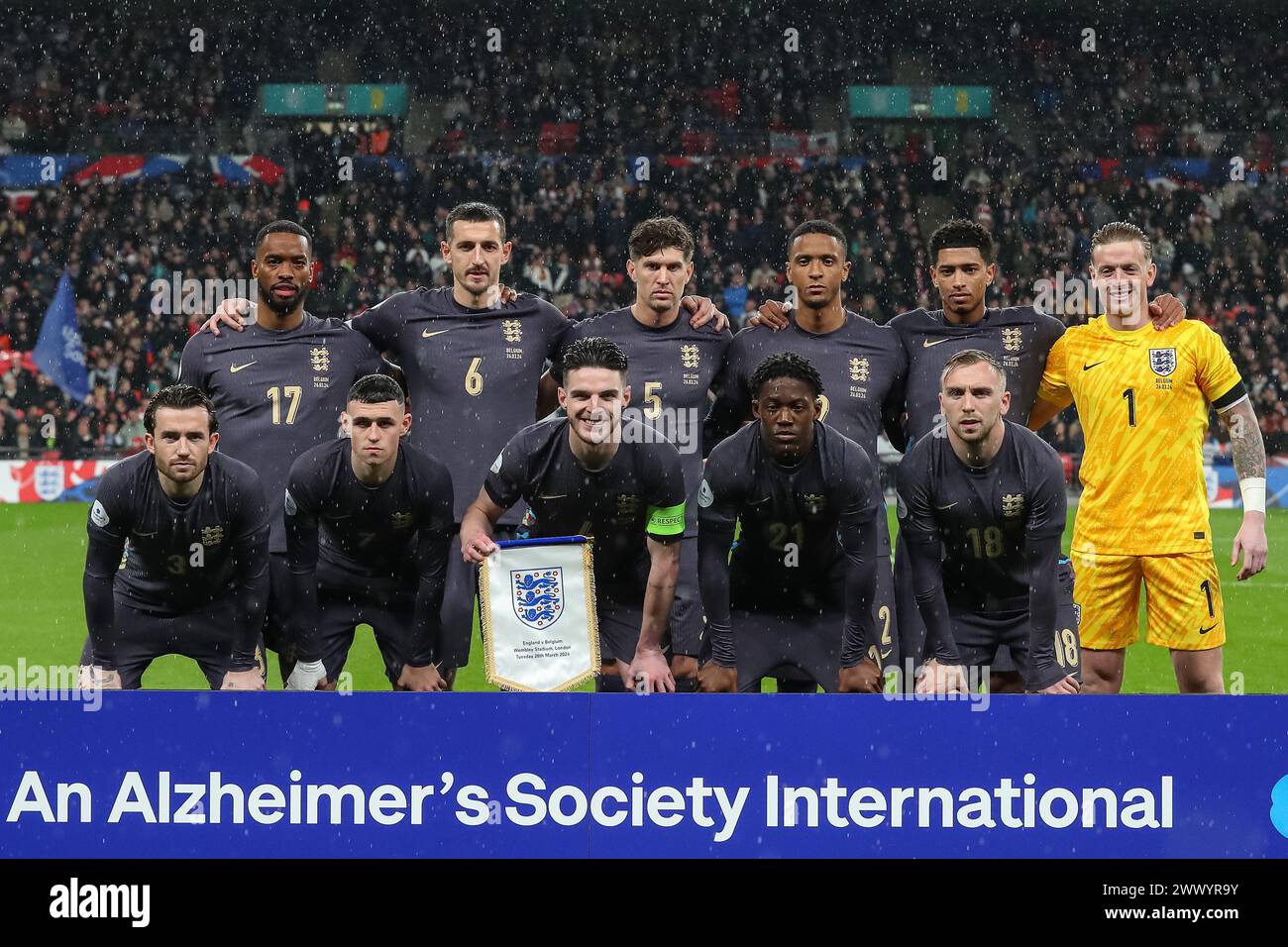 The England squad line up during the International Friendly match ...