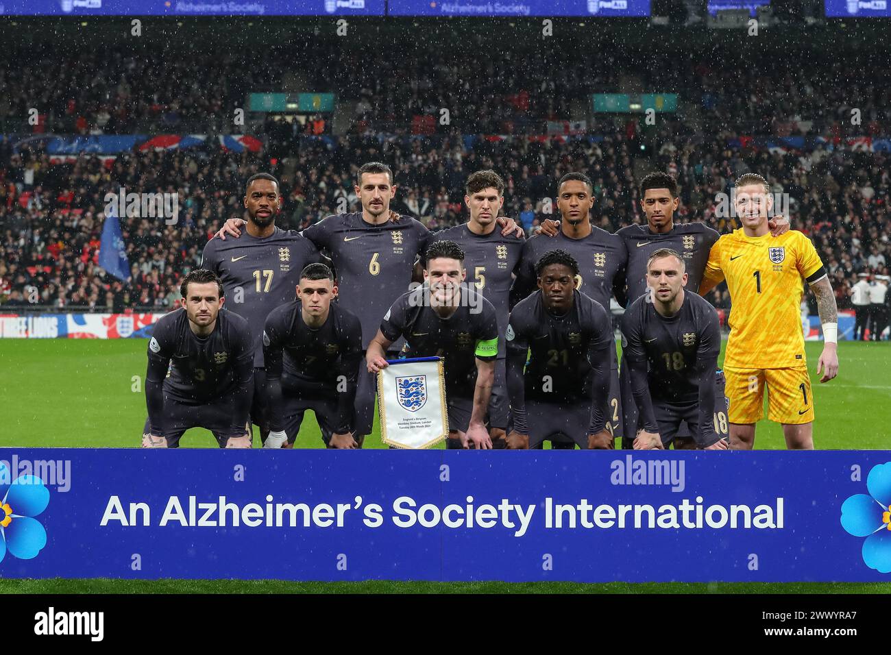 The England squad line up during the International Friendly match ...